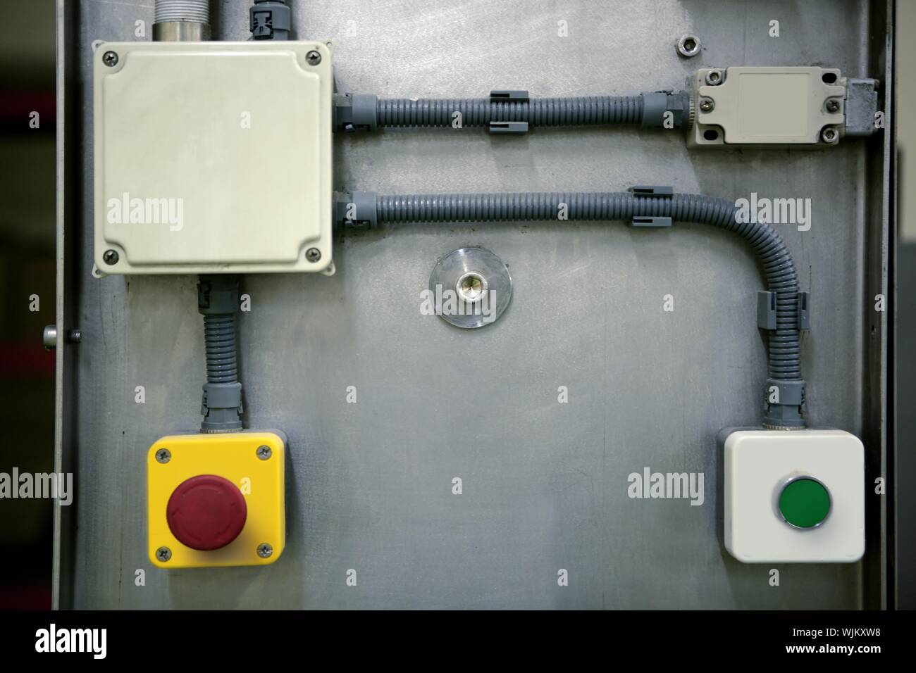 Industrial control panel button, industry equipment installation Stock ...