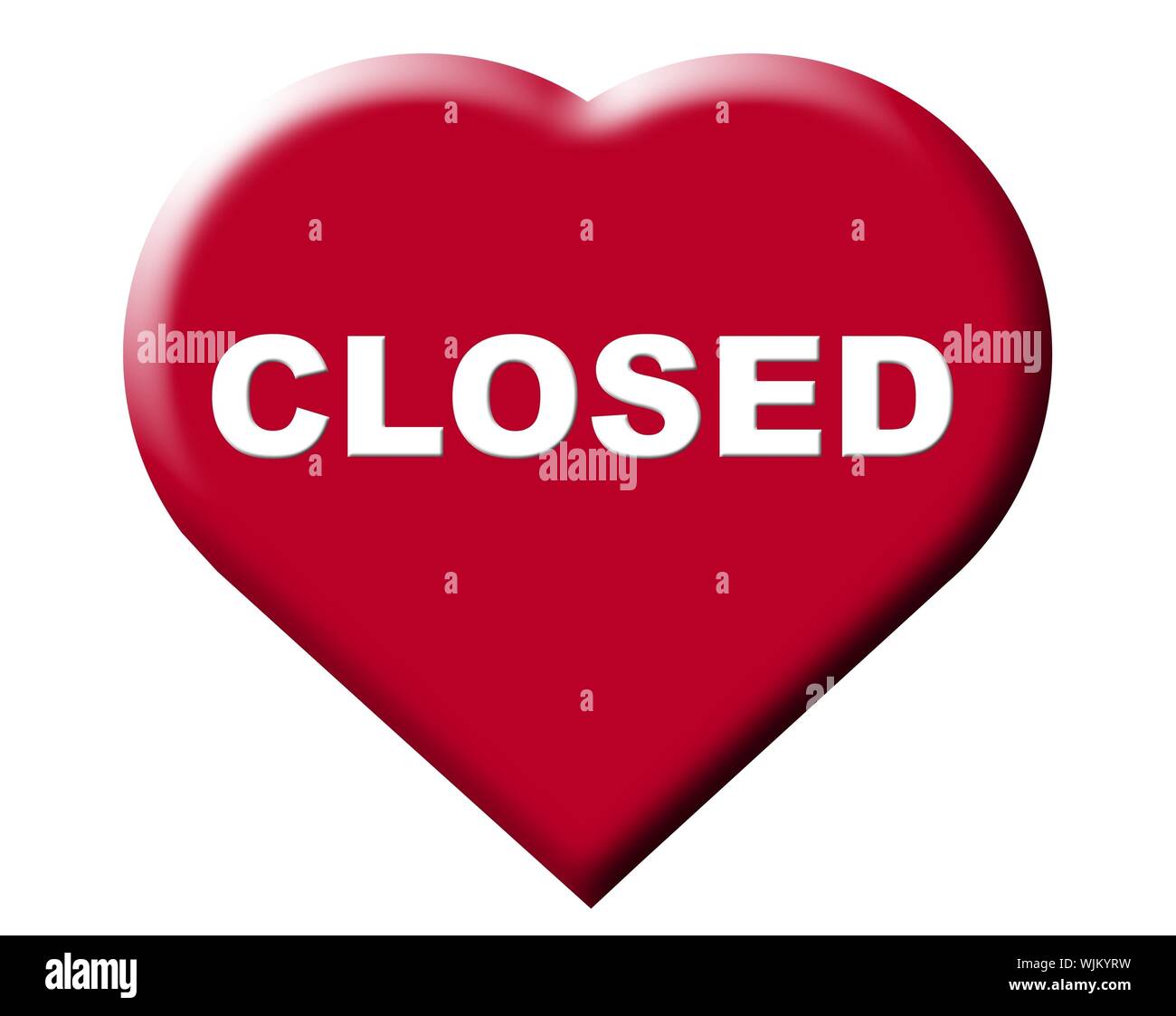 Red illustration heart shape showing the word CLOSED Stock Photo - Alamy