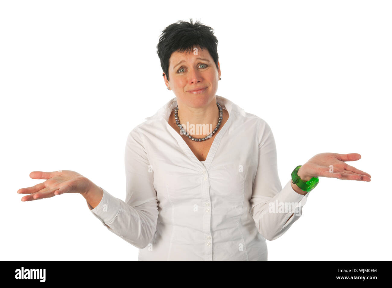 Woman Is Saying Really Don T Know Stock Photo Alamy