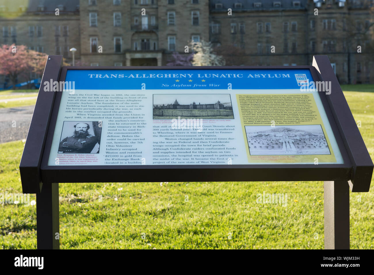Historical information sign for Trans-Allegheny Lunatic Asylum in ...