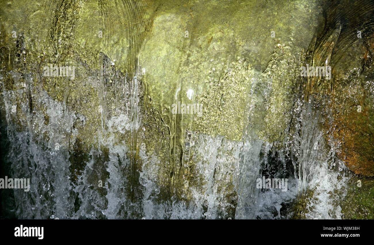 Waterfall river texture, green background, water and algae background ...