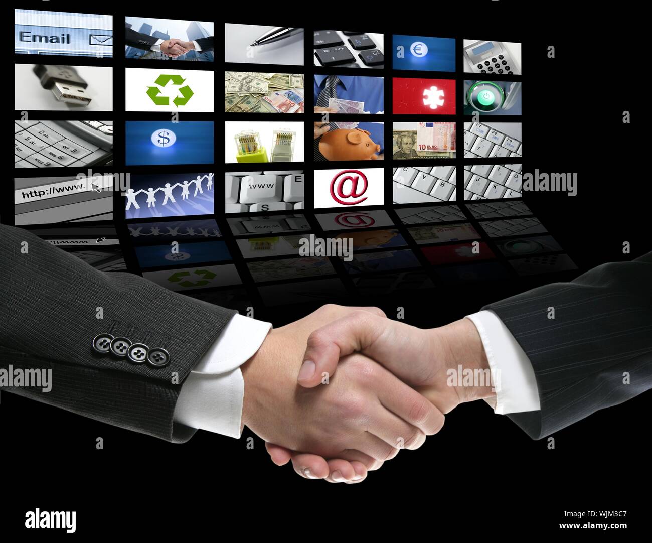 Businessman handshake over perspective screen wallpaper Stock Photo - Alamy