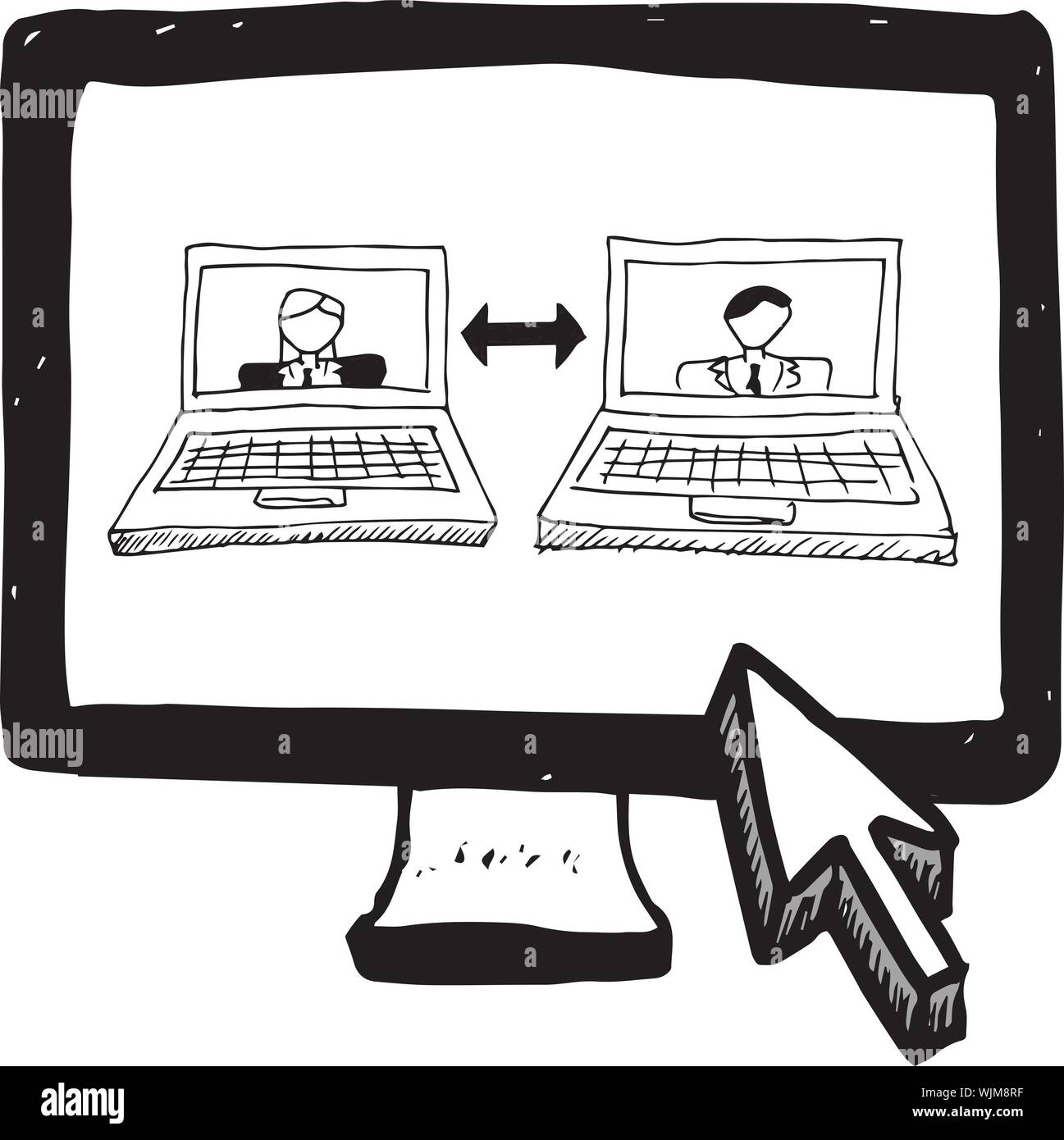 Video chat doodle on computer screen on white background Stock Photo ...