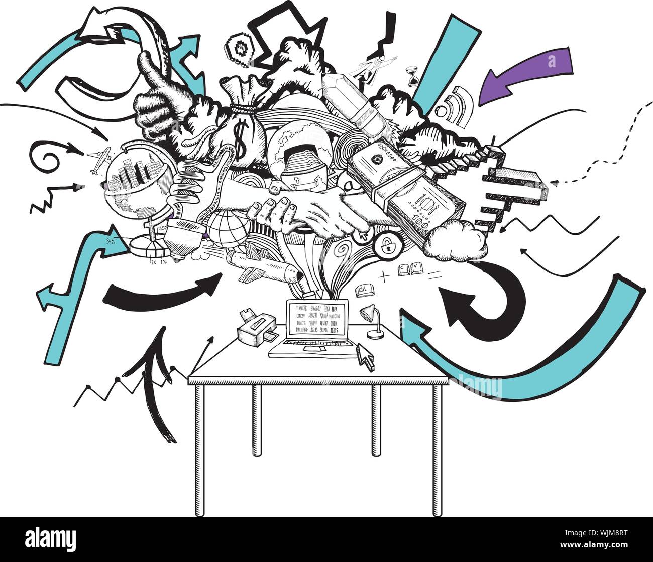 Computer and application doodle on white background Stock Photo - Alamy