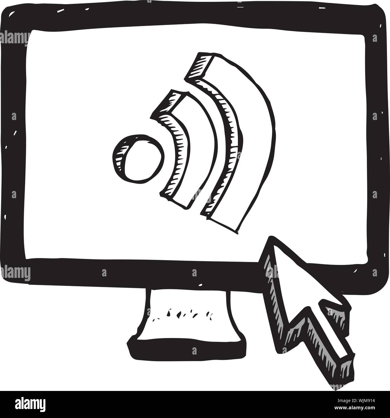 Wifi symbol on computer screen on white background Stock Photo - Alamy