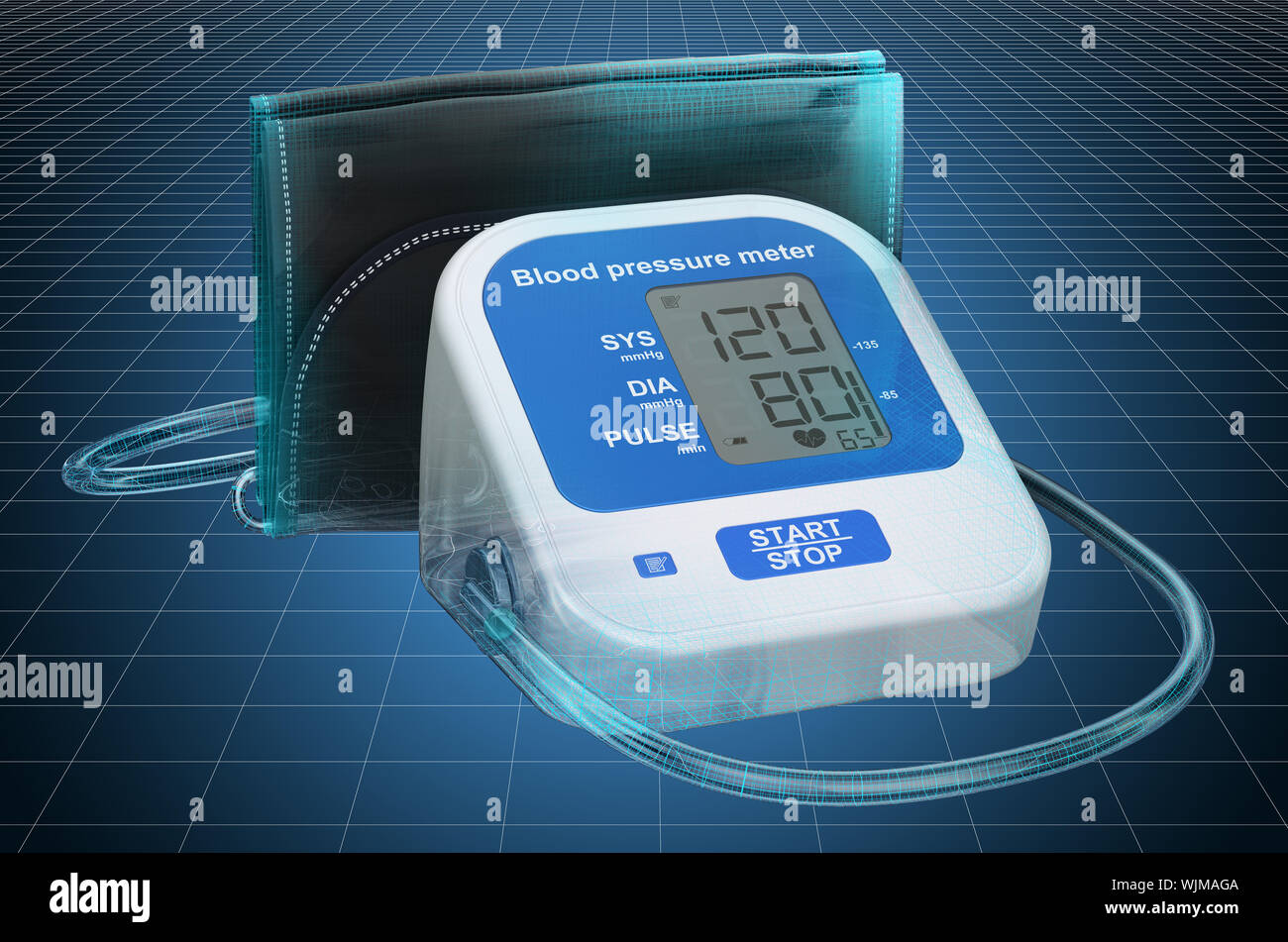 Visualization 3d cad model of electronic sphygmomanometer, blueprint ...