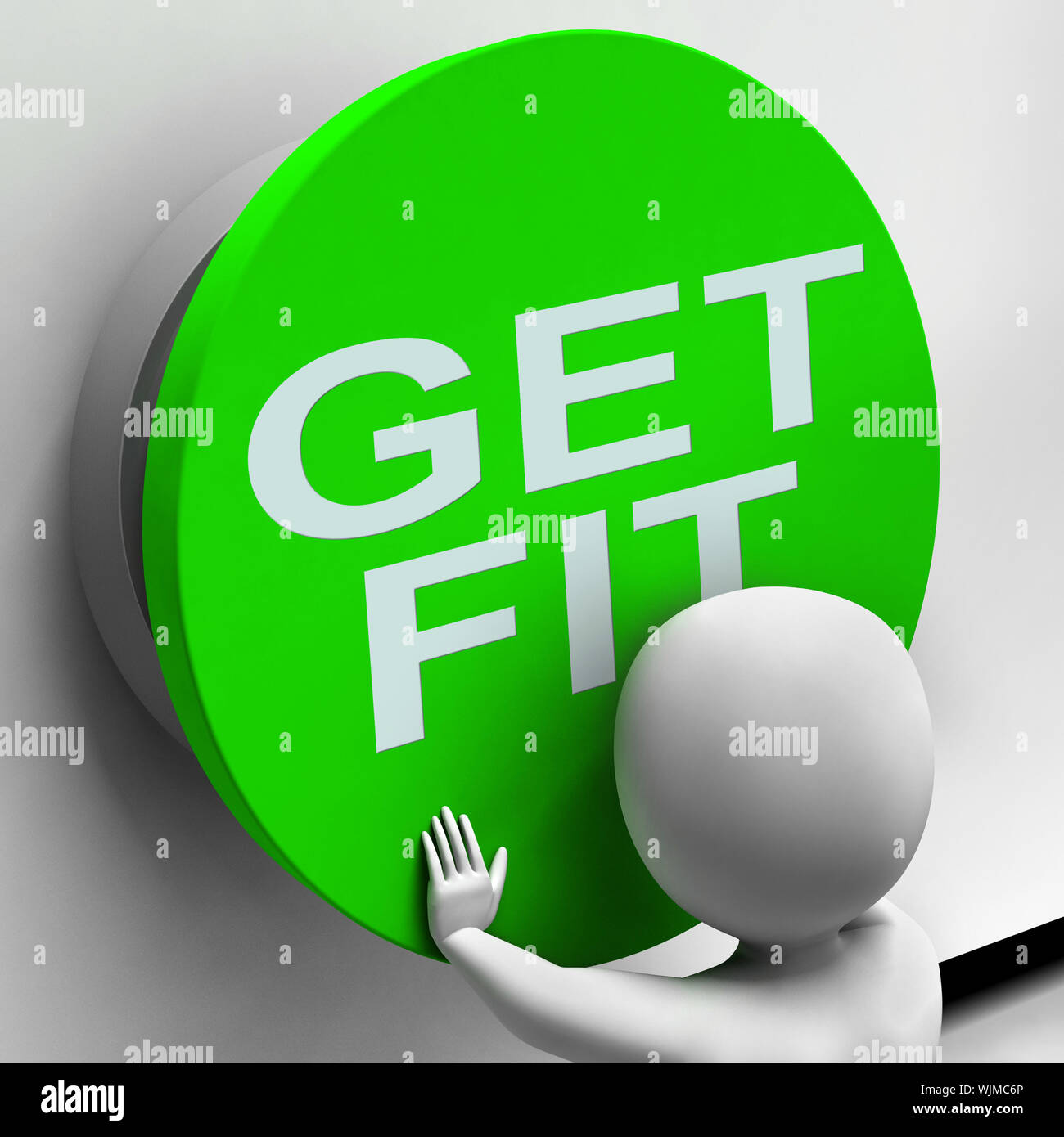 Get Fit Button Showing Physical And Aerobic Activity Stock Photo - Alamy