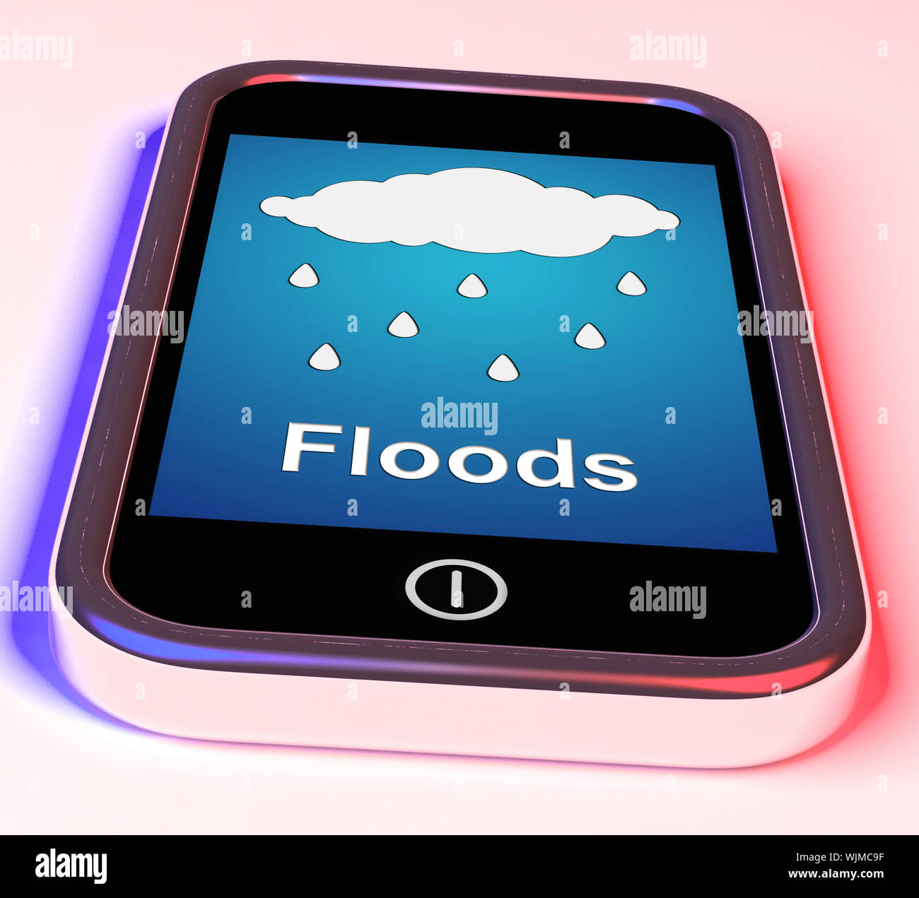 Floods On Phone Showing Rain Causing Floods And Flooding Stock Photo ...