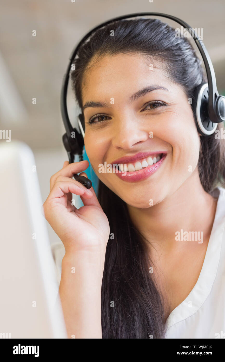 Customer service representative wearing headset hi-res stock ...
