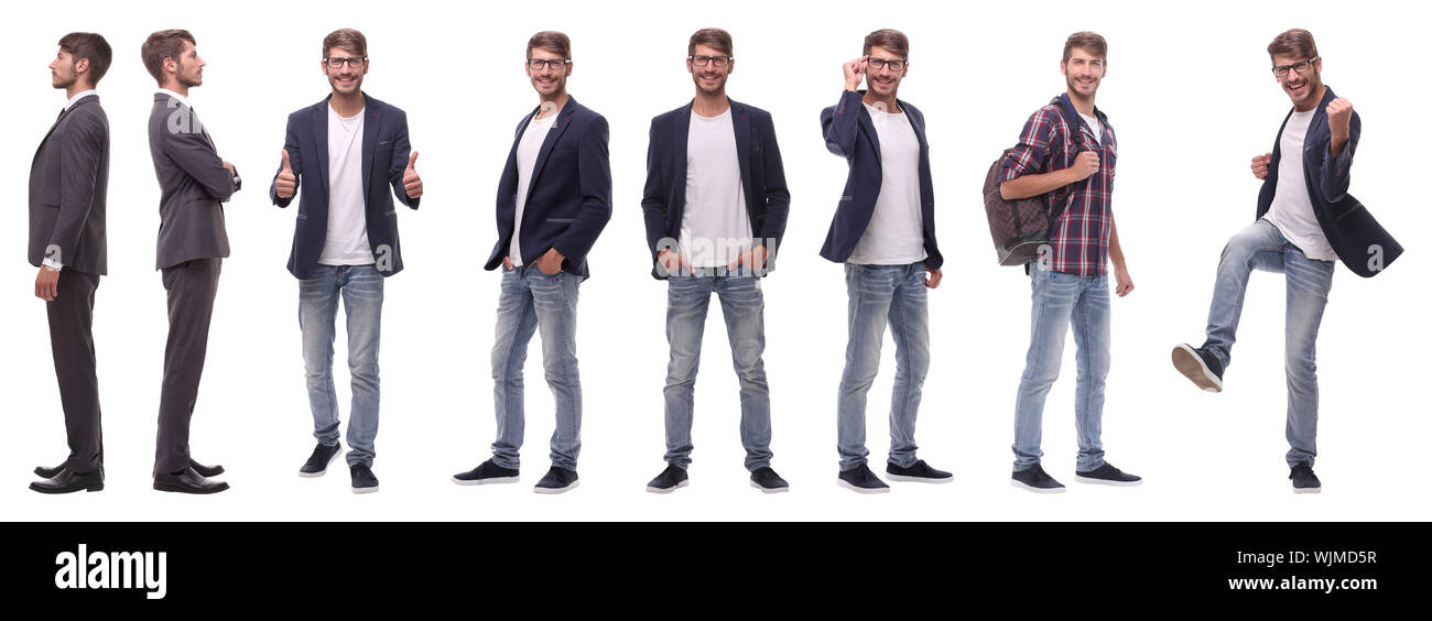 panoramic photo collage engineer architect isolated on white Stock ...