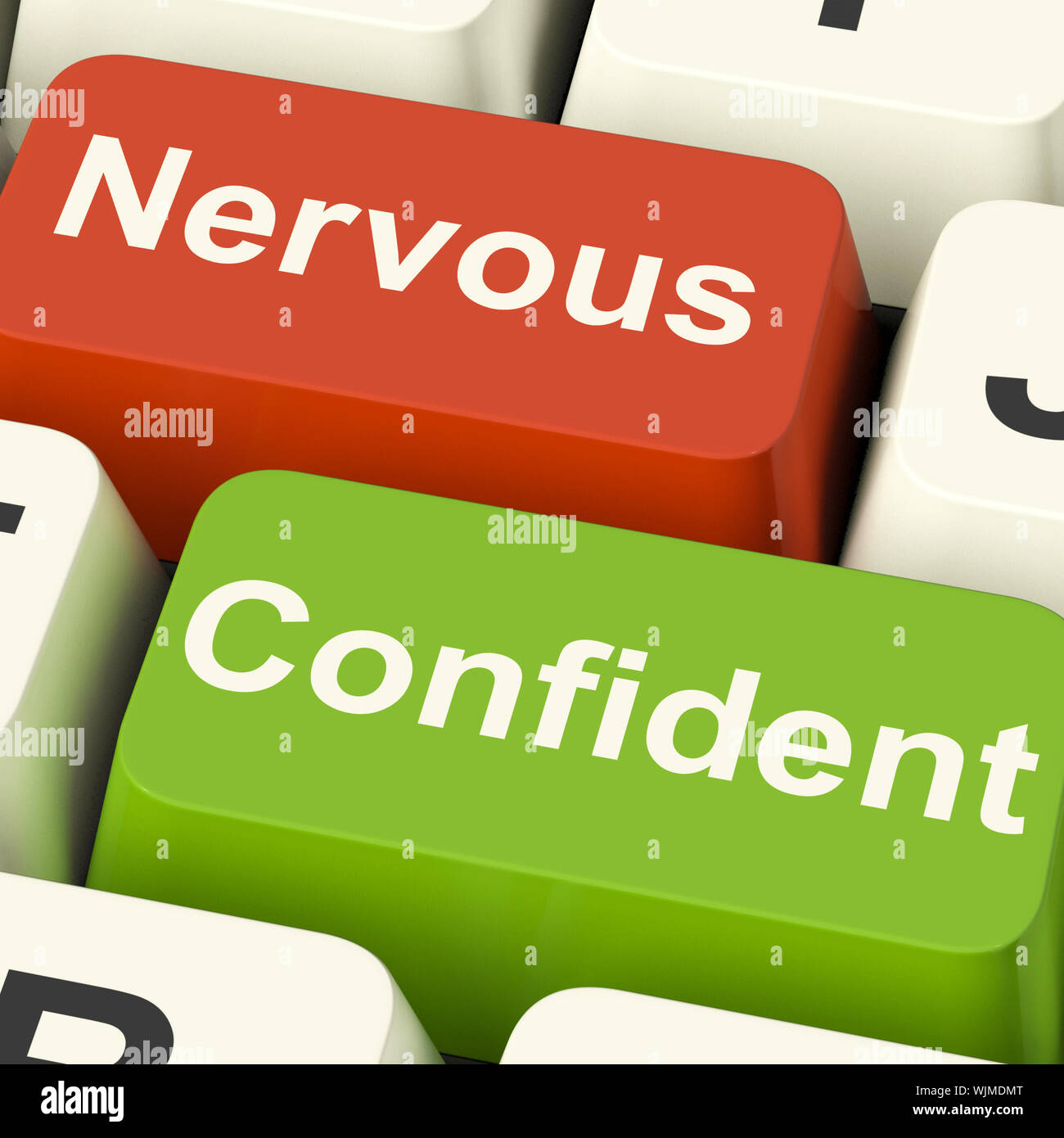 Nervous Confident Keys Showing Nerves Or Confidence Stock Photo - Alamy