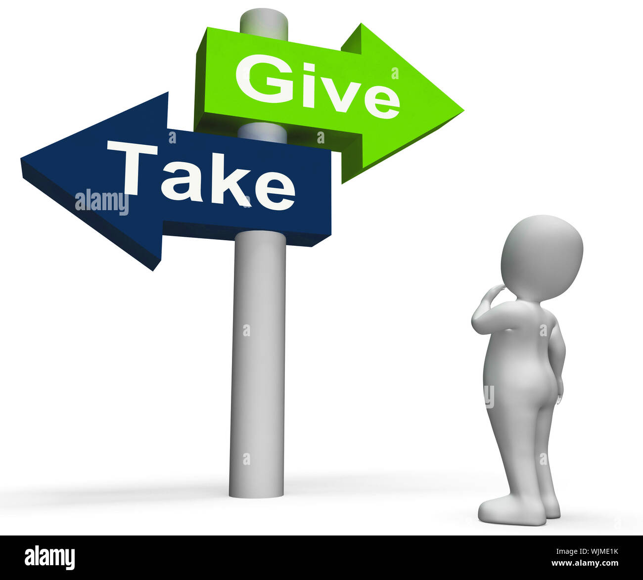 Give Take Signpost Showing Giving And Taking Stock Photo - Alamy