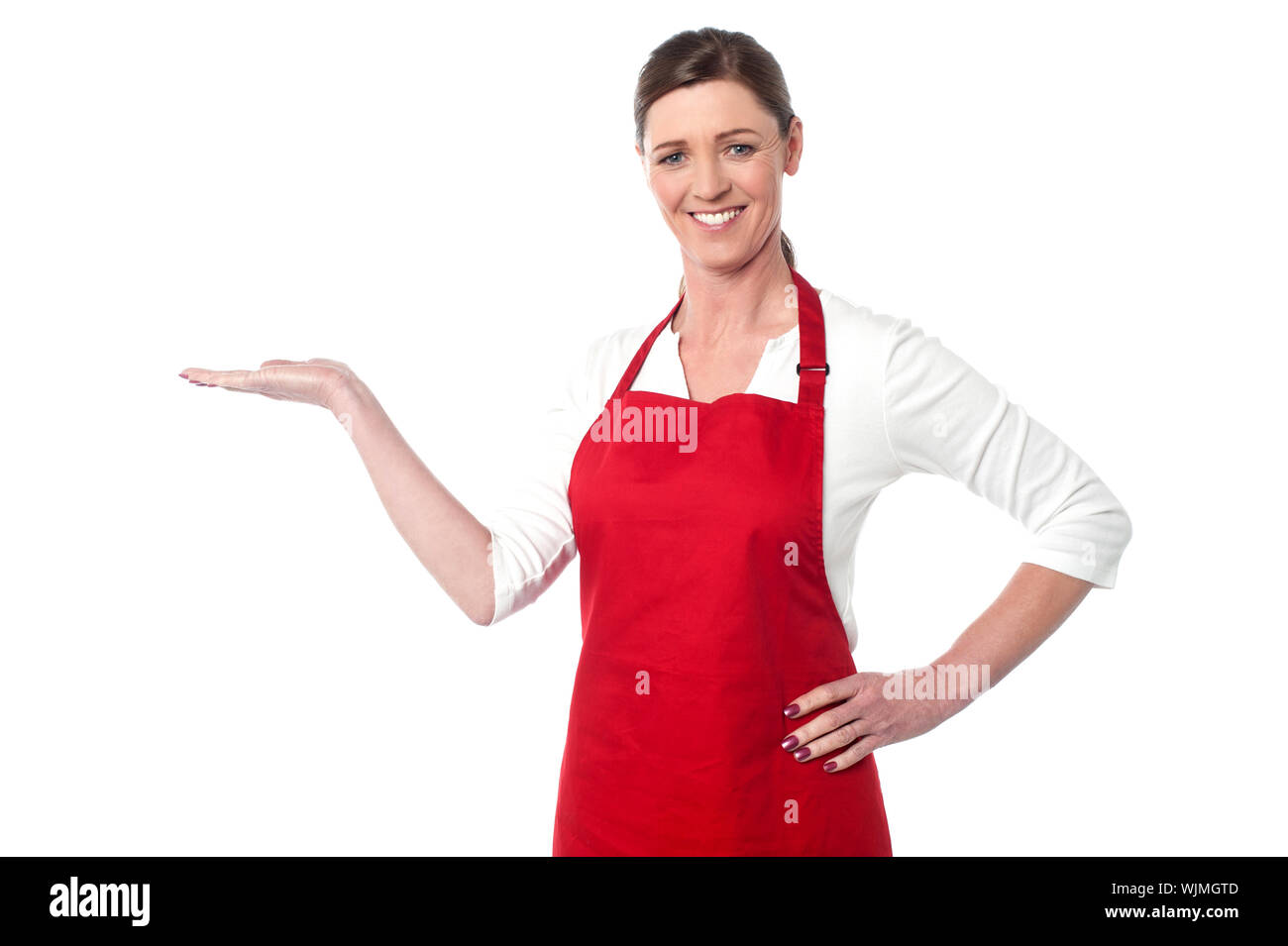 Chef welcoming you to her restaurant Stock Photo - Alamy