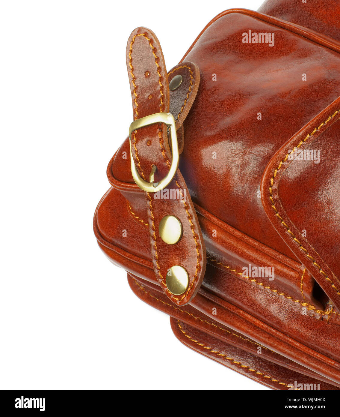 Details of Ginger Leather Traveling Bag with Pocket, Fastener and Back ...