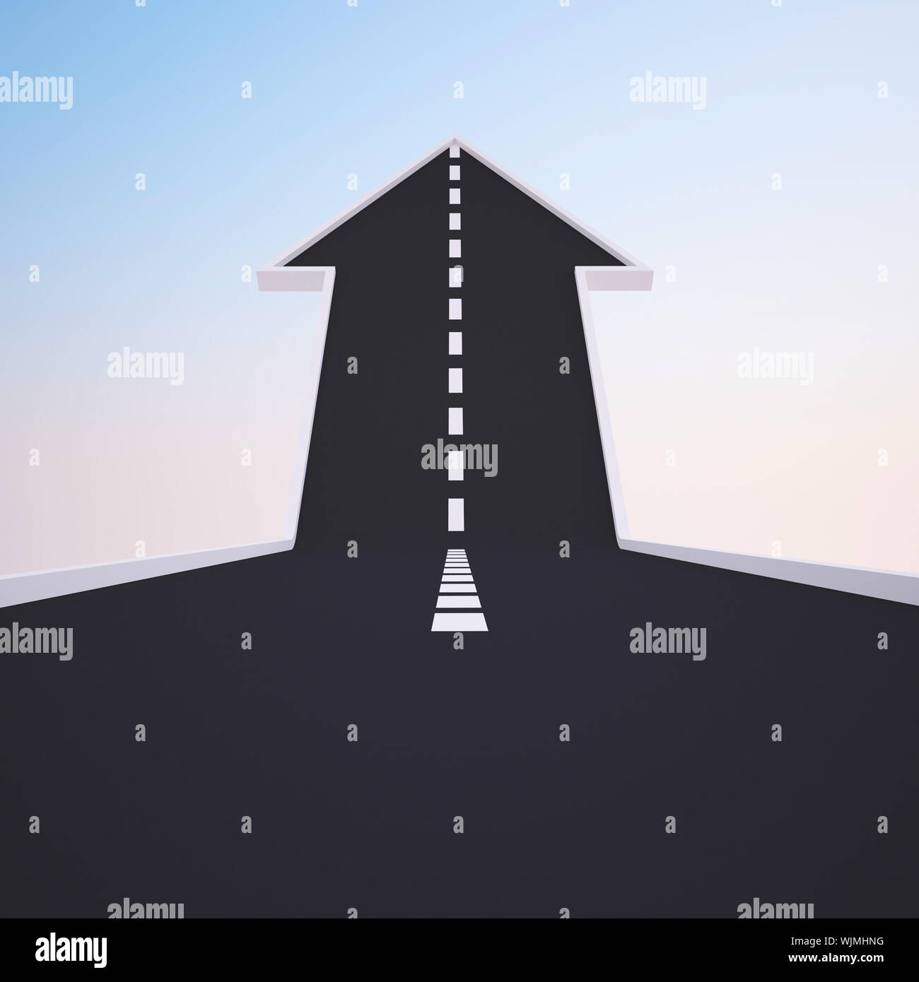 Road Marking On Arrow Showing Direction Or Upward Stock Photo - Alamy