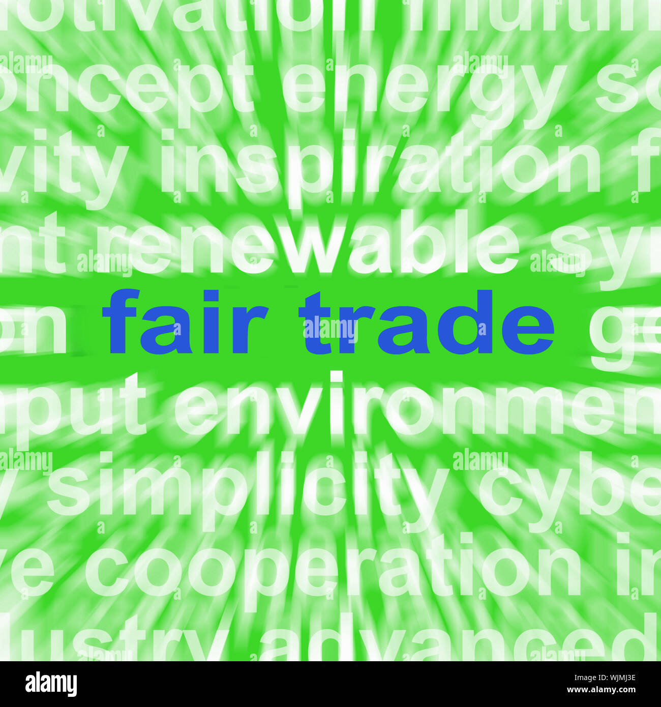 Fair Trade Words Meaning Fairtrade Products And Merchandise Stock Photo ...