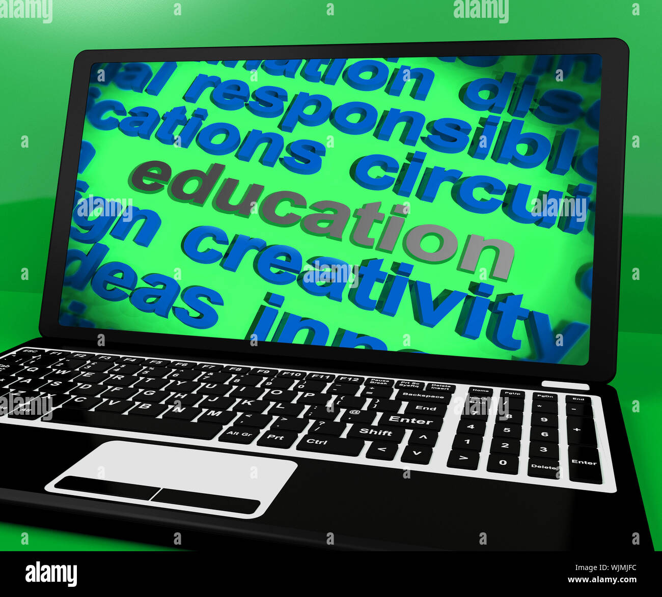 Education Screen Showing Teaching Learning And Training Stock Photo - Alamy
