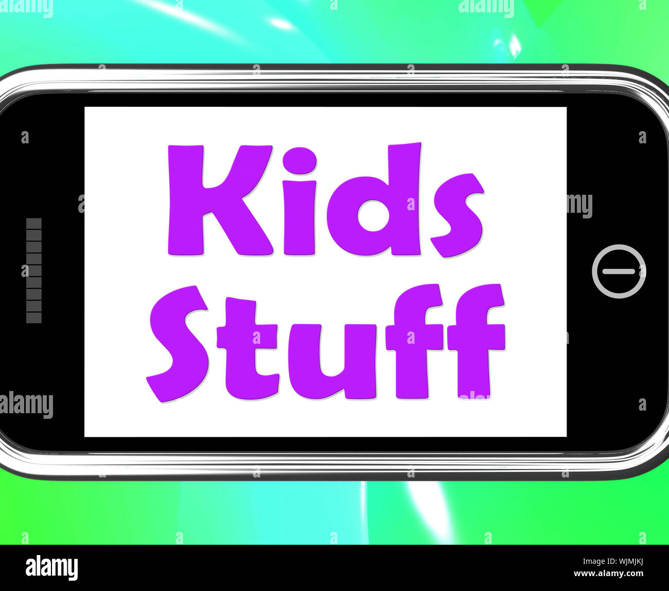 Kids Stuff On Phone Meaning Online Activities For Children Stock Photo ...