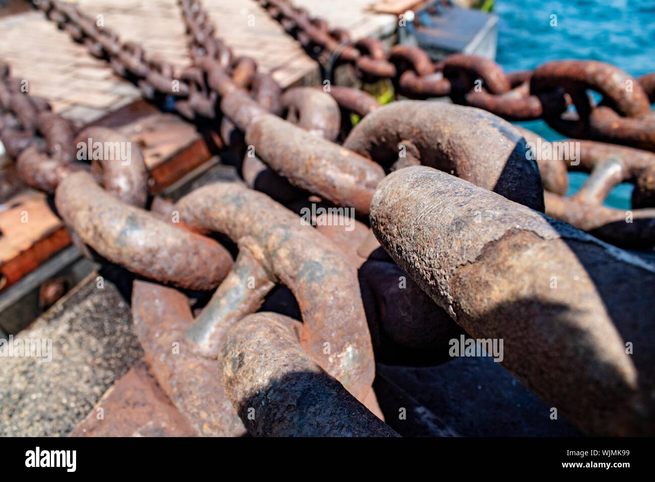 Big rusty chain. Close-up. Used on ships Stock Photo - Alamy