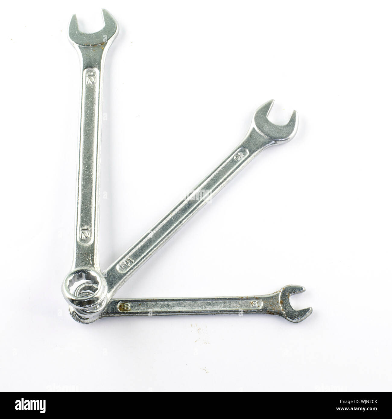 three wrench isolated on white background Stock Photo - Alamy