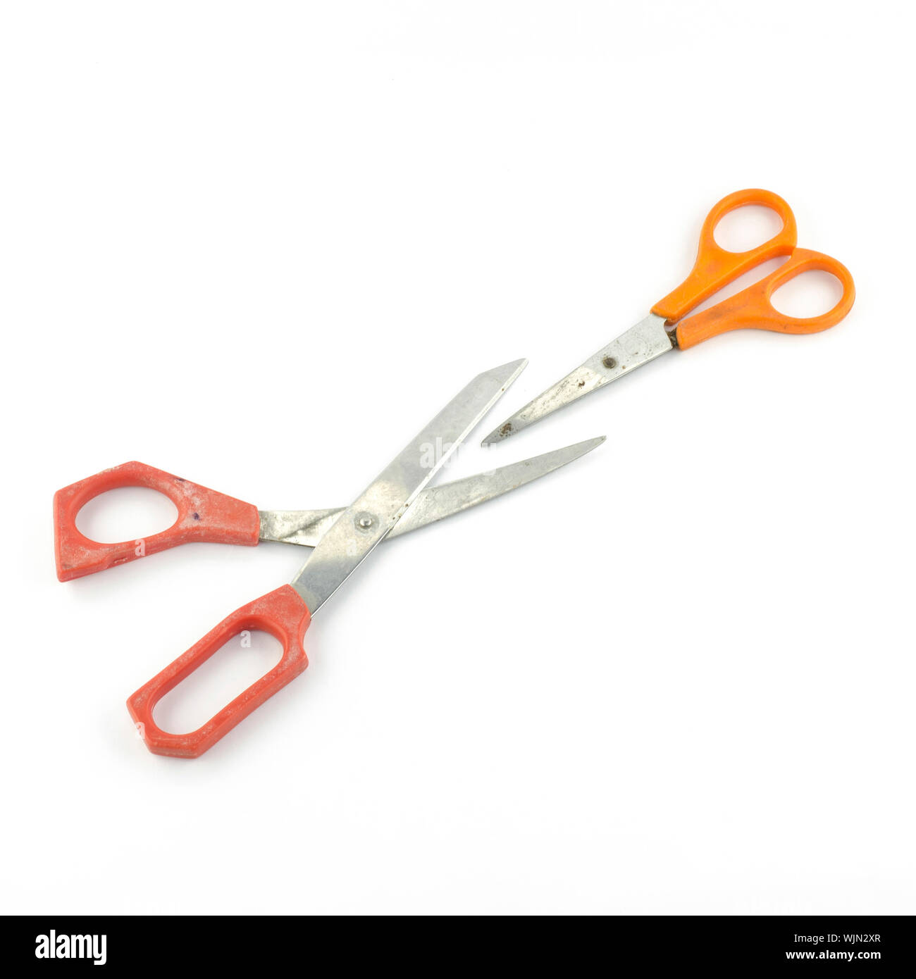 used Scissors isolated with white background Stock Photo - Alamy