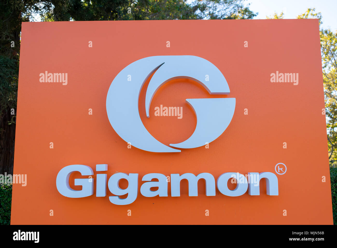 Gigamon sign at company headquarters in Silicon Valley, high-tech hub ...