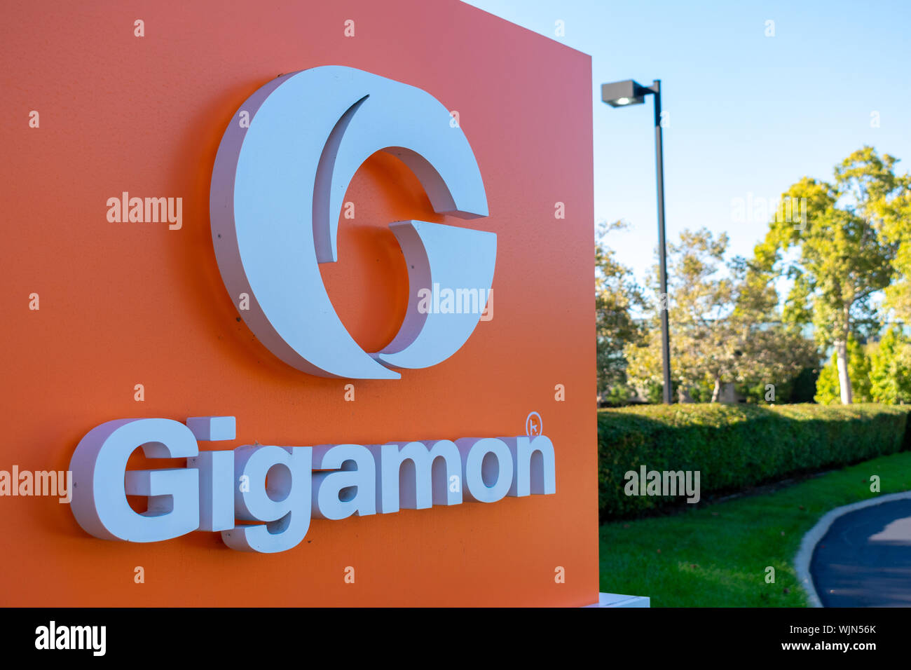 Gigamon sign at company headquarters in Silicon Valley, high-tech hub ...