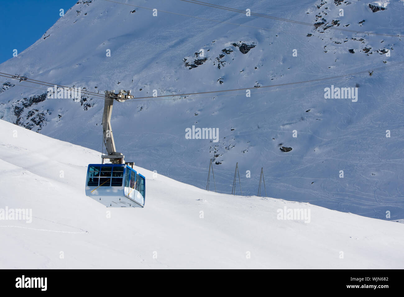 Cable car against beautiful landscape showing mountains in the swiss ...