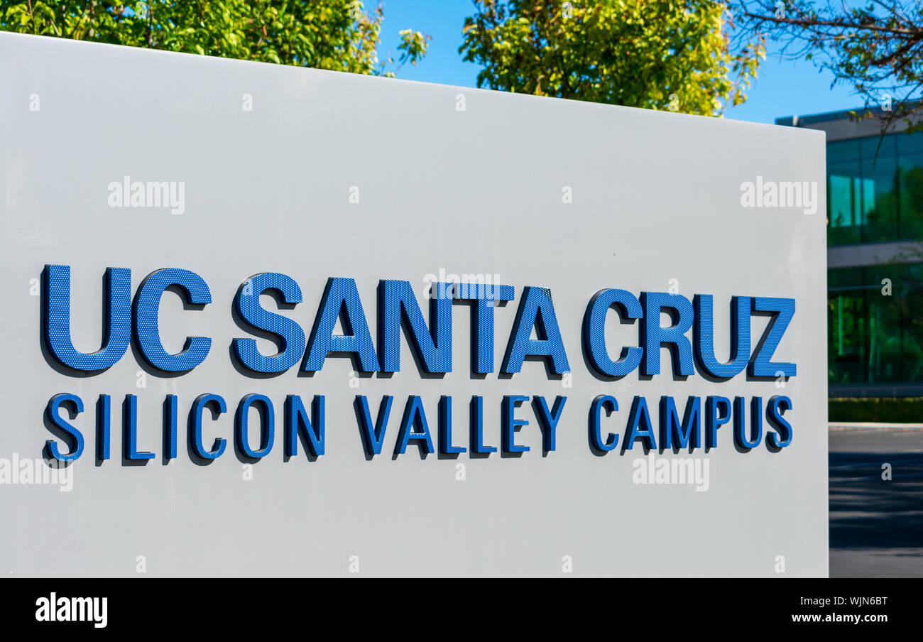 UC Santa Cruz Silicon Valley Extension sign near school campus Stock ...