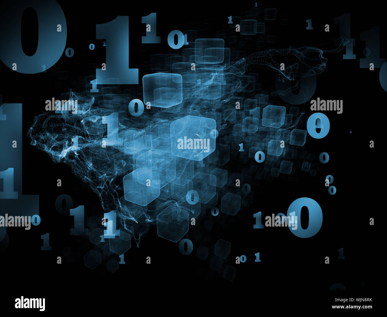 Number in Space series. Backdrop of numbers, fractal textures and ...