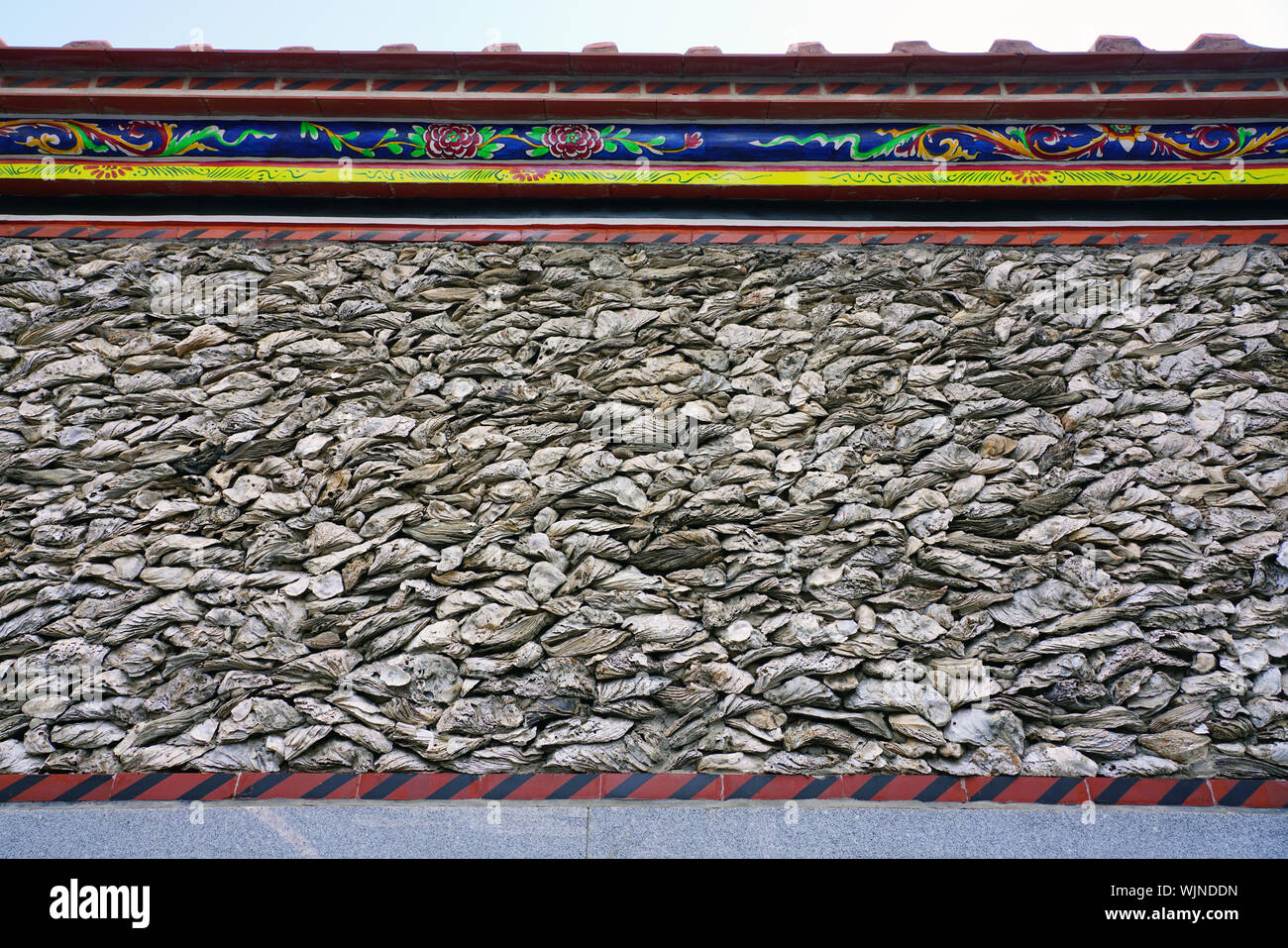 View of a traditional cultural relic house made of oyster shells ...