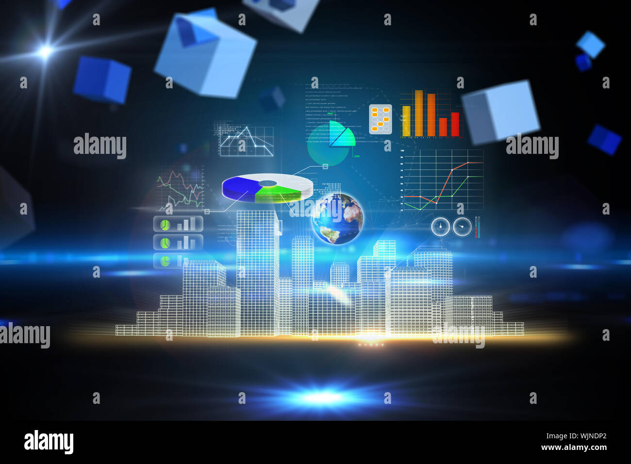 Global technology background against boxes on technical background Stock Photo - Alamy