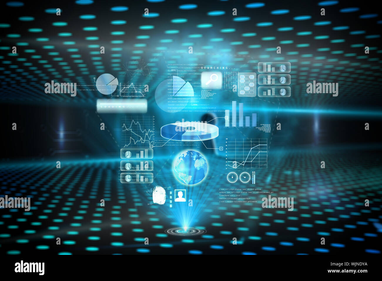 Global technology background against keyhole on technological glowing ...