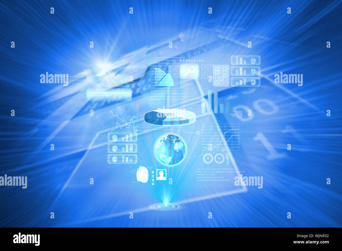 Global technology background against shiny background with squares ...