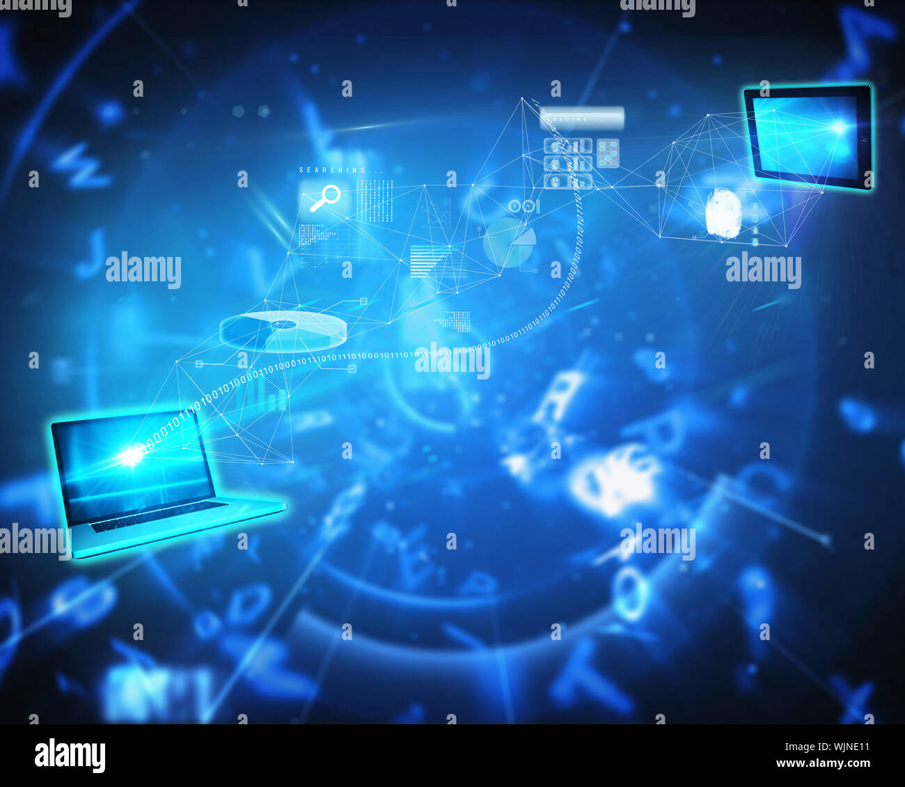 File transfer background against blue background with letters Stock ...