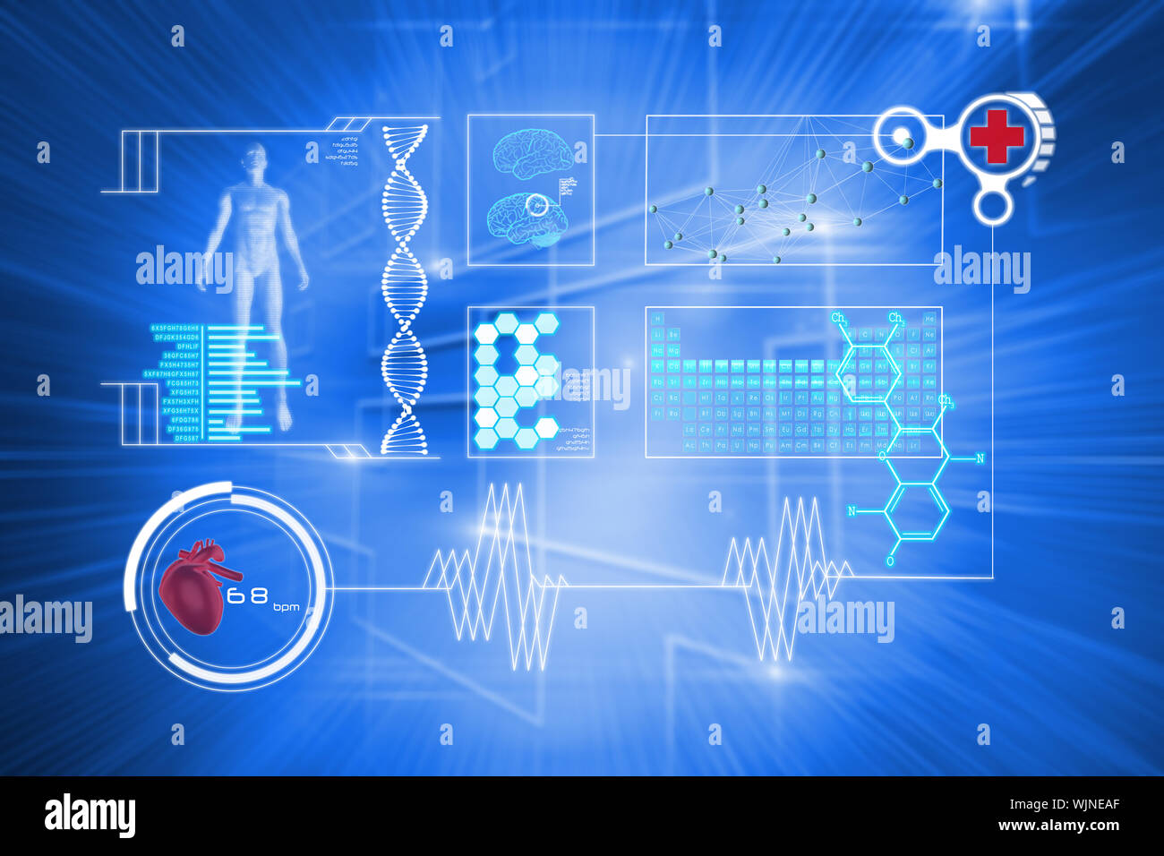 Medical interface against glowing background with squares Stock Photo ...