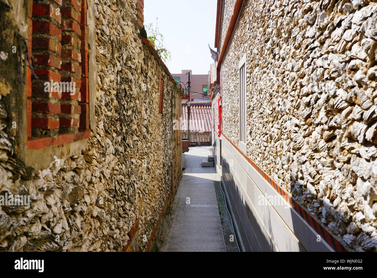 View of a traditional cultural relic house made of oyster shells ...