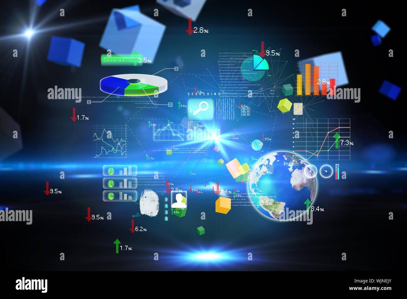 Global technology background against boxes on technical background ...