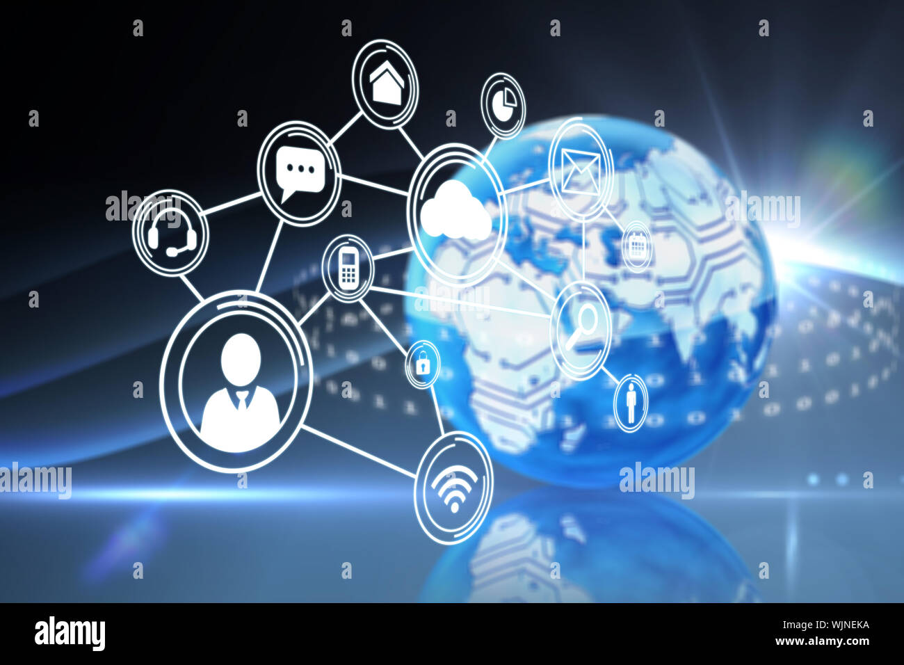 Technology interface against digital earth background Stock Photo - Alamy