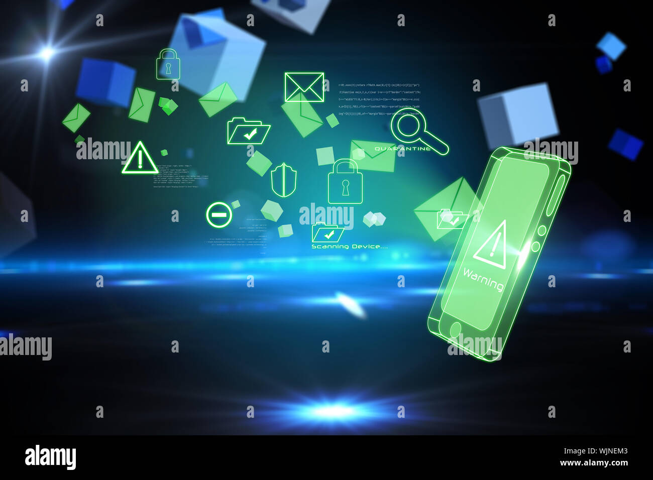 Security interface against boxes on technical background Stock Photo ...