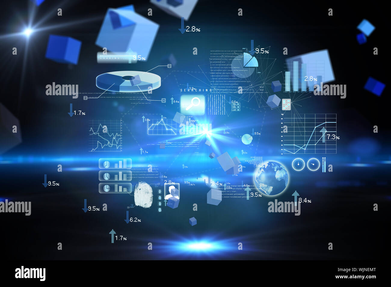 Global technology background against boxes on technical background Stock Photo - Alamy