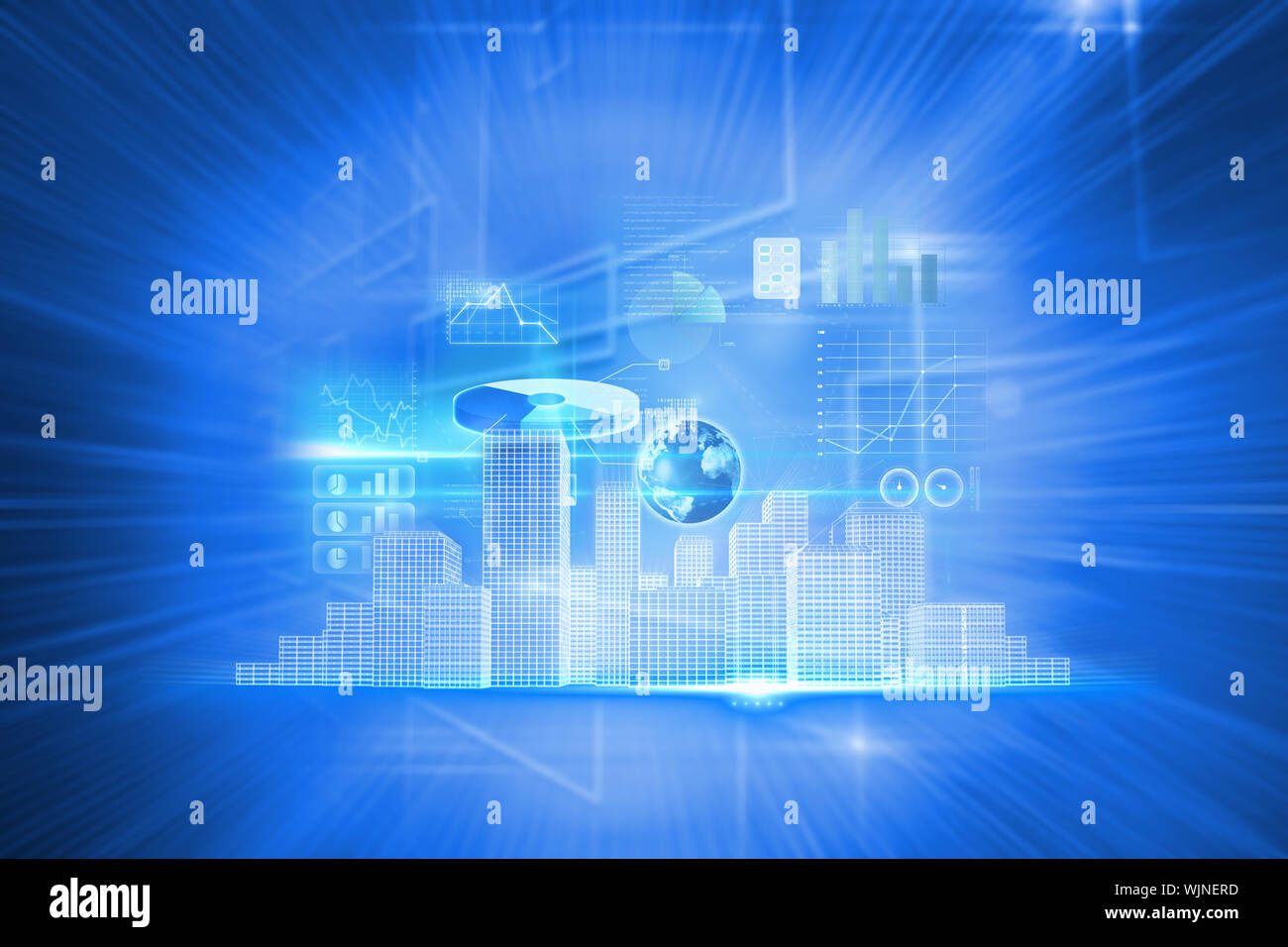 Global technology background against glowing background with squares ...