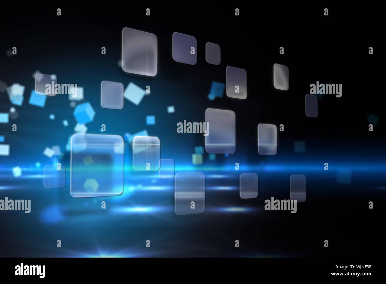 Abstract technology interface against boxes on technical background Stock Photo - Alamy