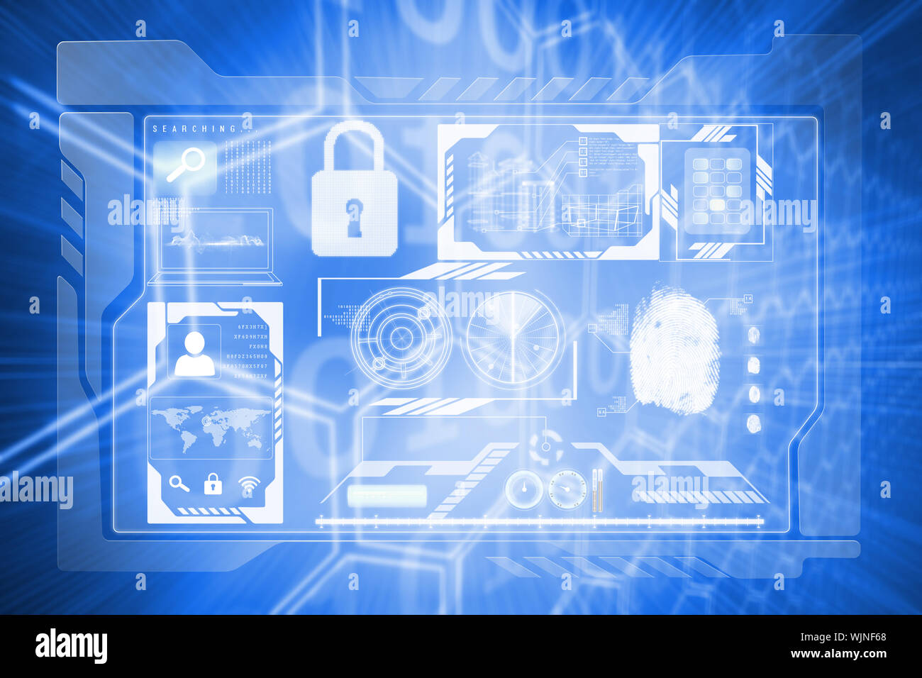 Identification interface against background with shiny hexagons Stock ...