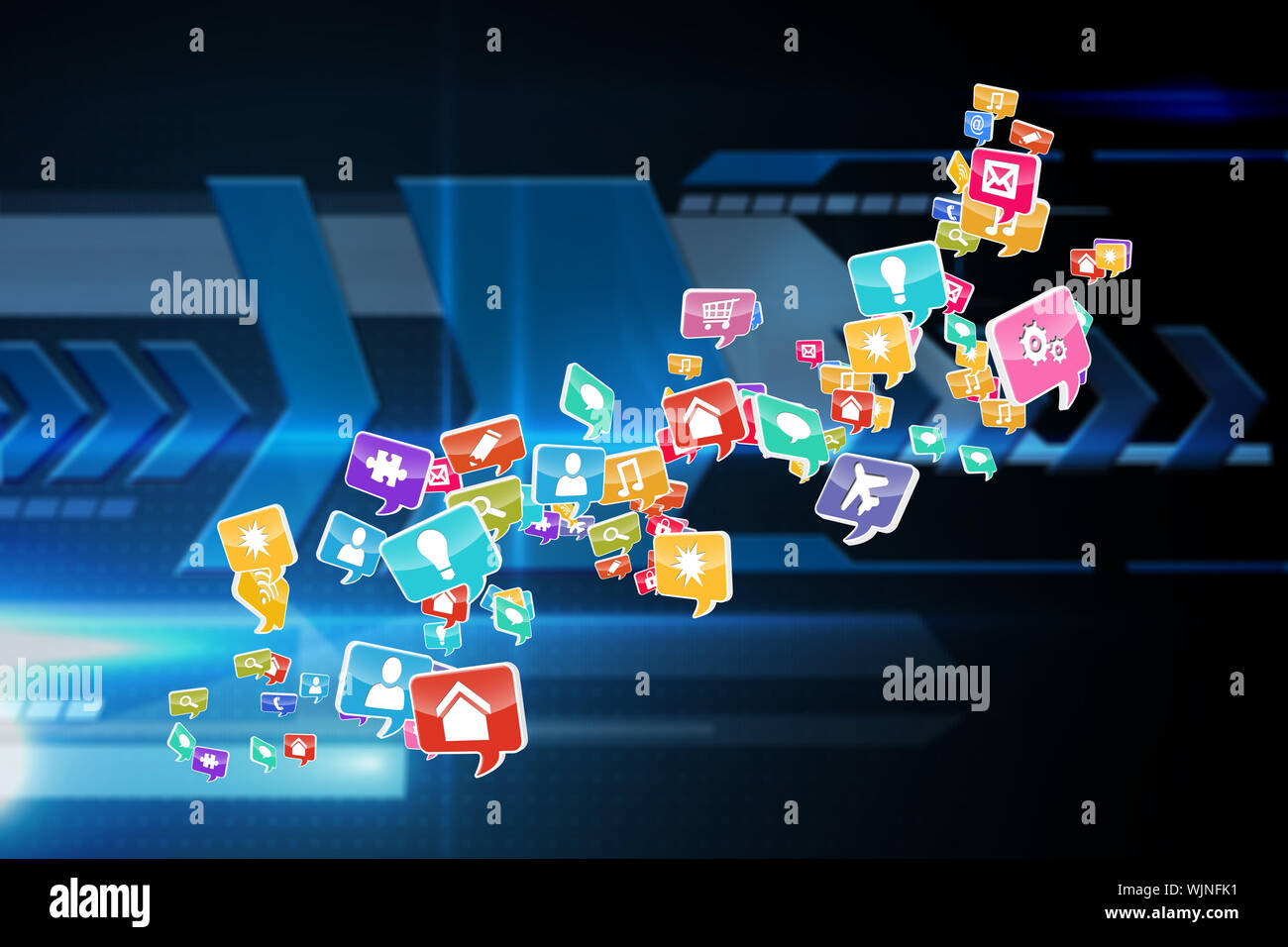 Colourful computer applications against technical background with ...