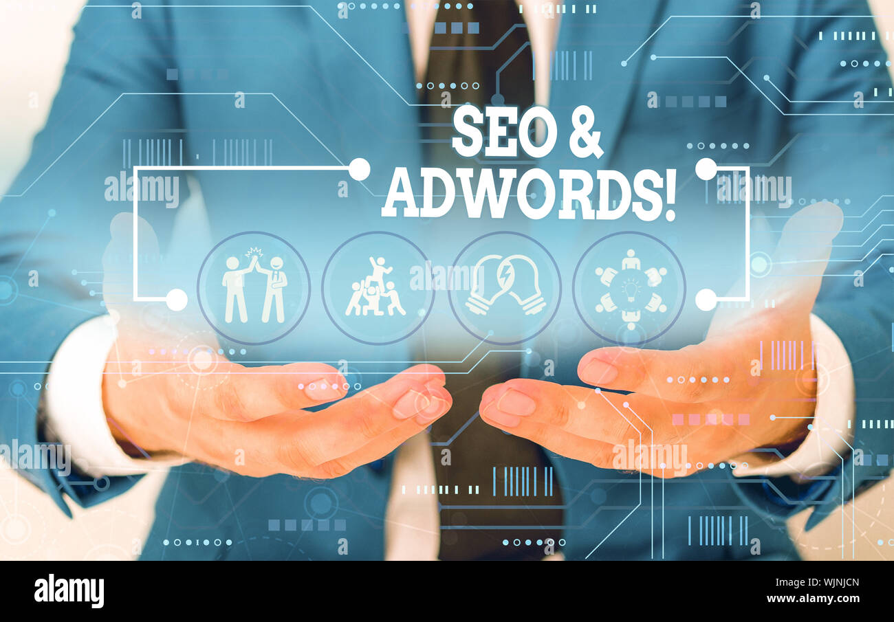 Conceptual hand writing showing Seo And Adwords. Concept meaning they ...