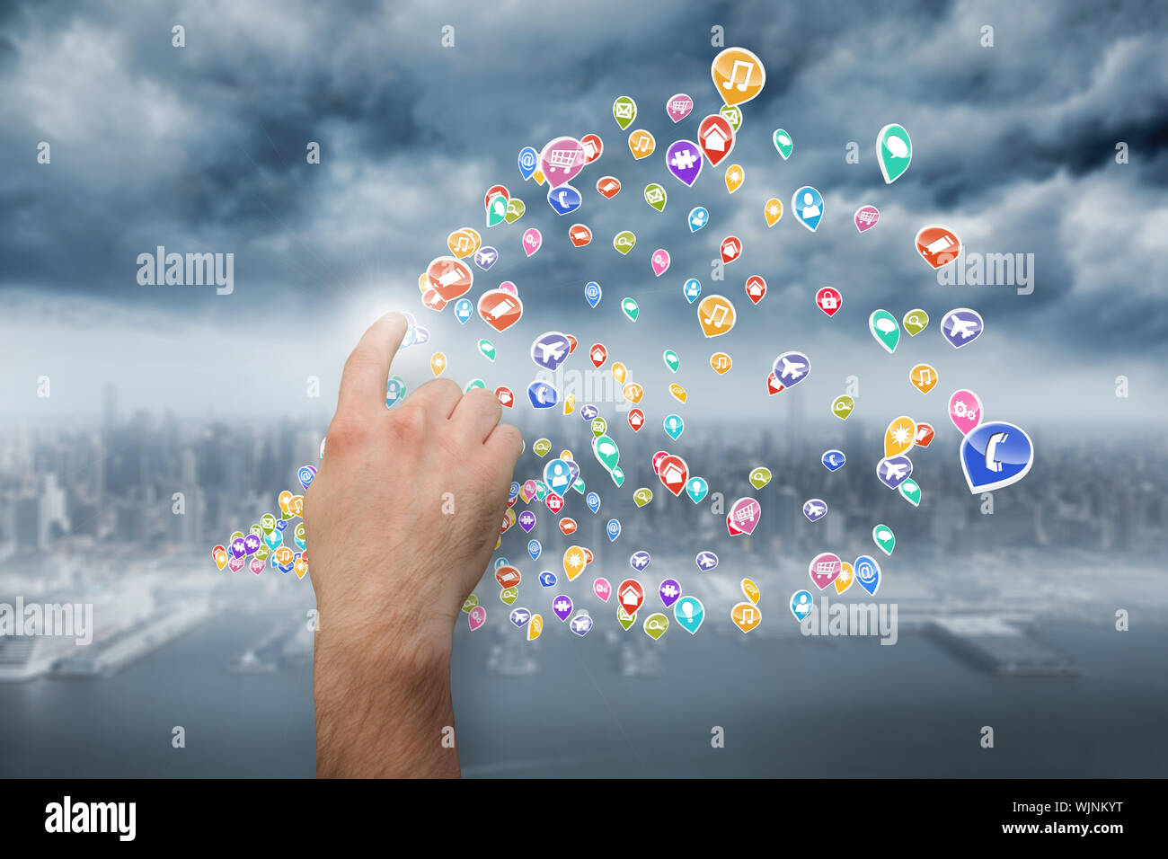 Hand pointing against computer hi-res stock photography and images - Alamy