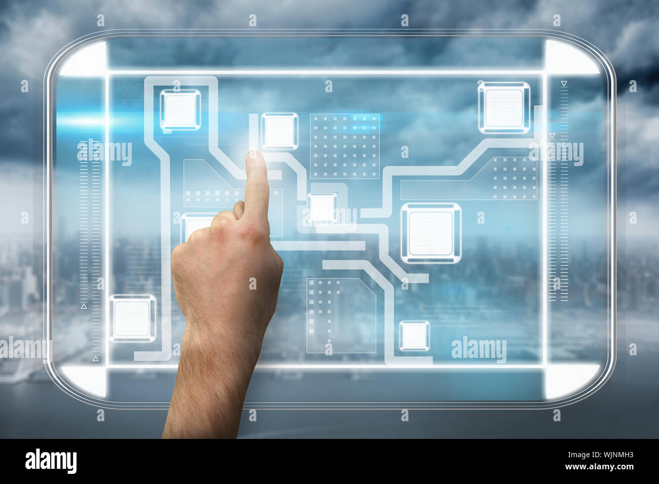 Hand pointing against computer hi-res stock photography and images - Alamy