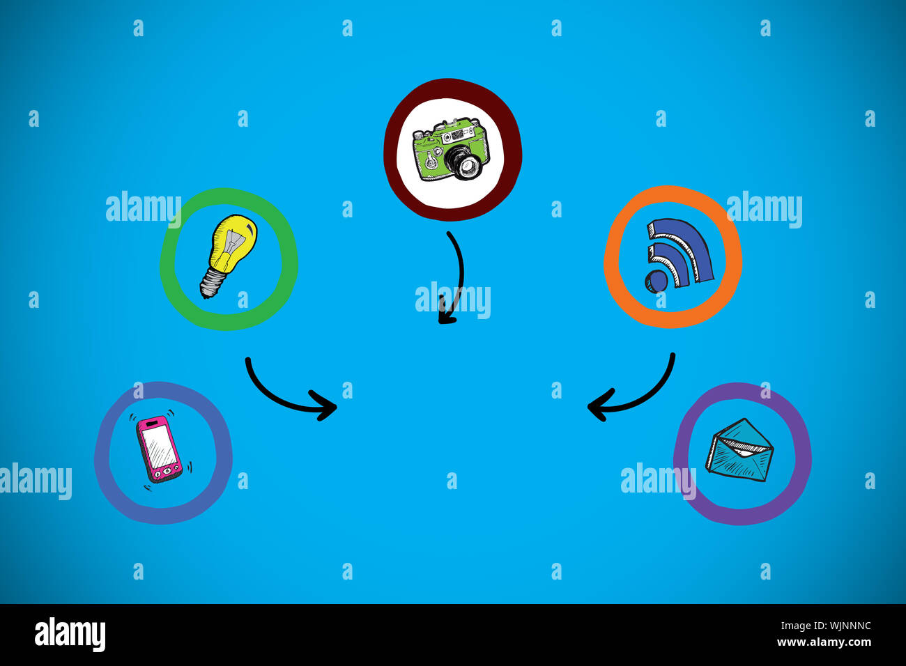 Computer applications against blue background with vignette Stock Photo ...