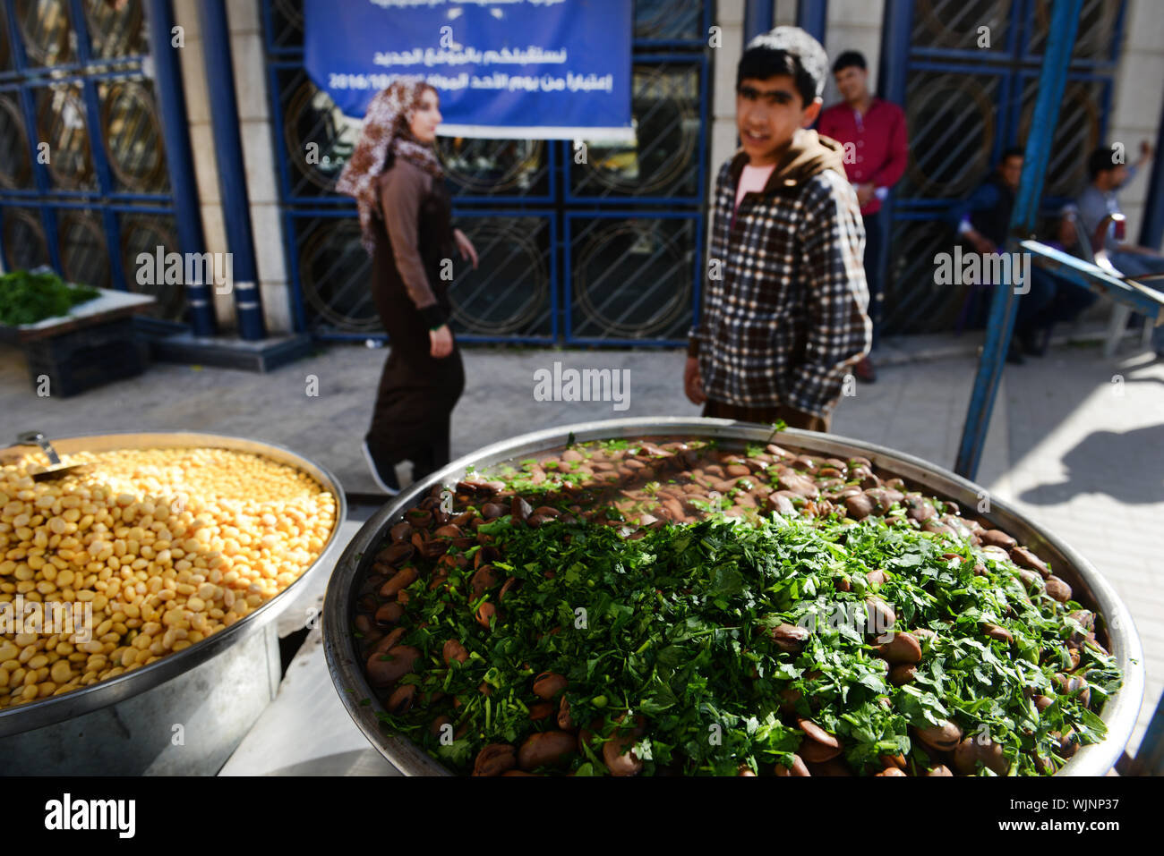 Turmus ( Lupini beans ) & Ful ( Fava beans) vendor in Madaba, Jordan ...